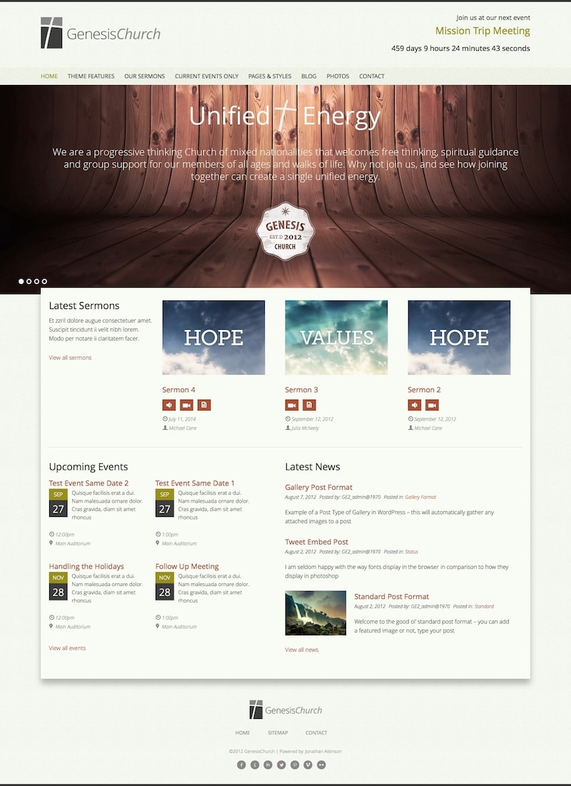 Genesis Church WordPress Theme | Themes Directory