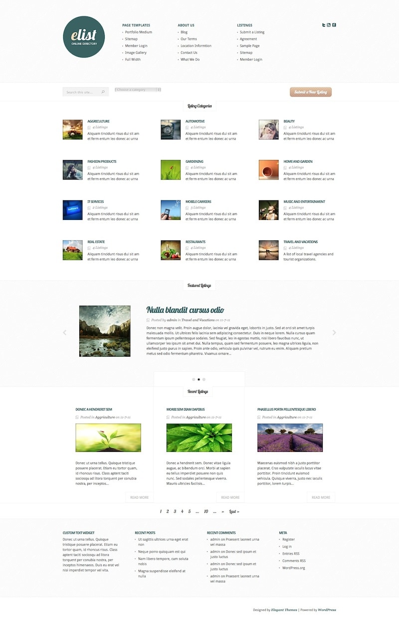 eList Directory WordPress Theme | Themes Directory