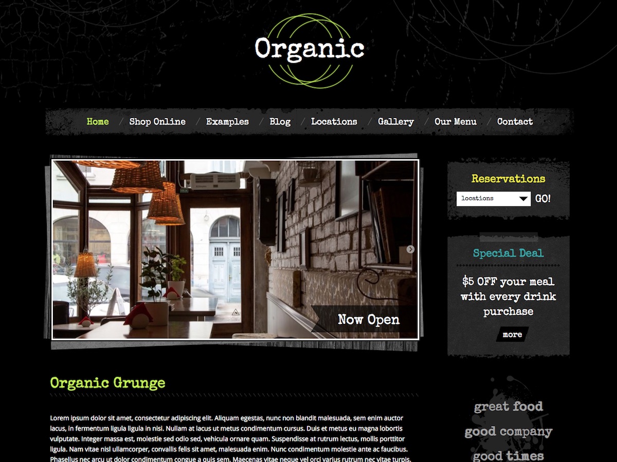 Organic Grunge Cafe - Stylish Business WordPress Theme | Themes Directory