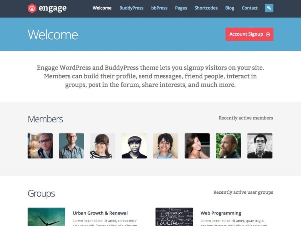 Engage BuddyPress WordPress Theme | Themes Directory